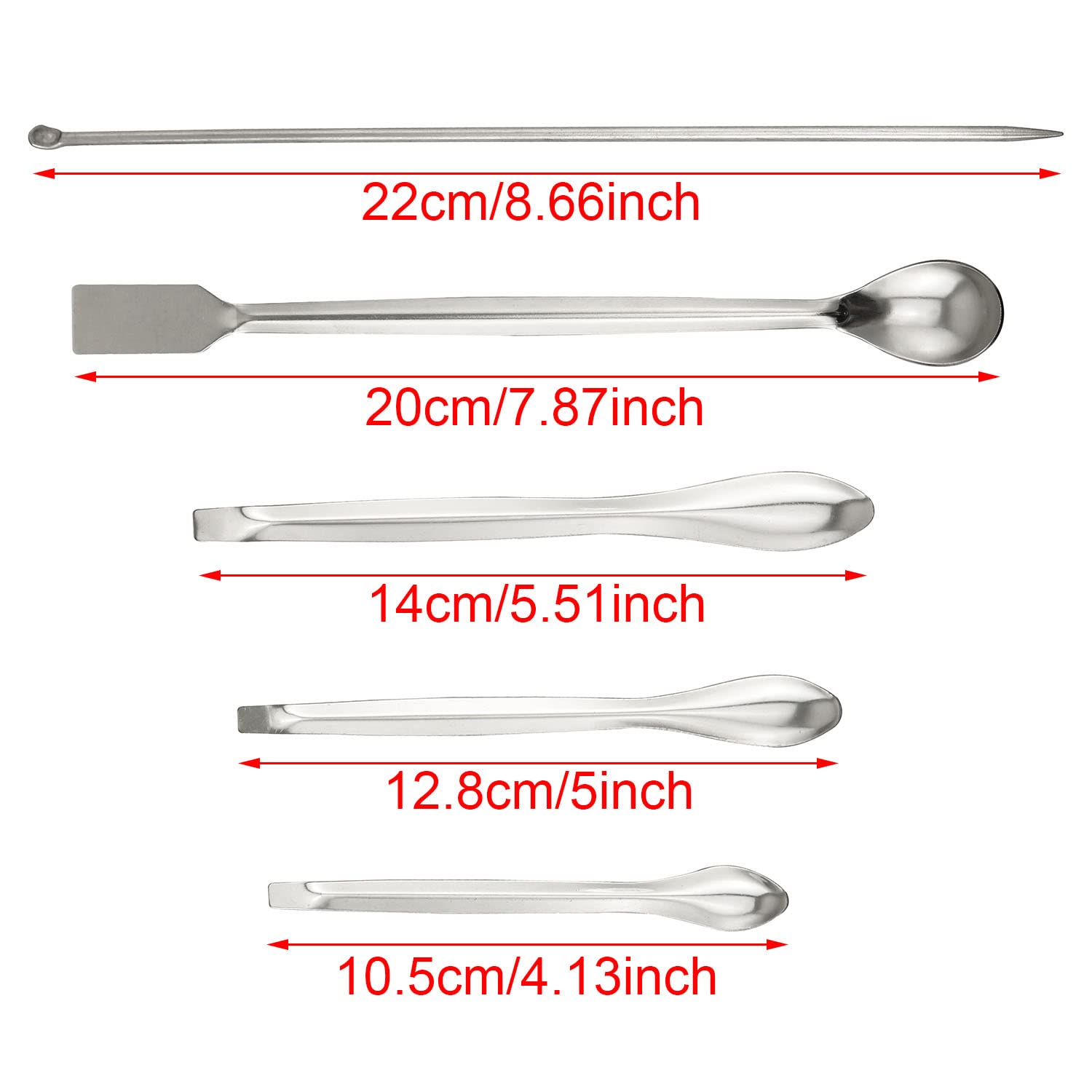 Lab Spatula ZRM&E 1Set/8PCS Stainless Steel Reagent Laboratory Mixing Spatula, Micro Scoop, Sampling Spoon,Lab Scoop