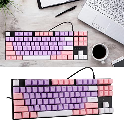 Mechanical Gaming Keyboard, Gaming Keyboard Windows Pc, Waterproof Design, 26 Kinds of RGB Lighting Effects Switch, Blue Switch Keyboard, Strong Mechanical Sense, 87 Keys,