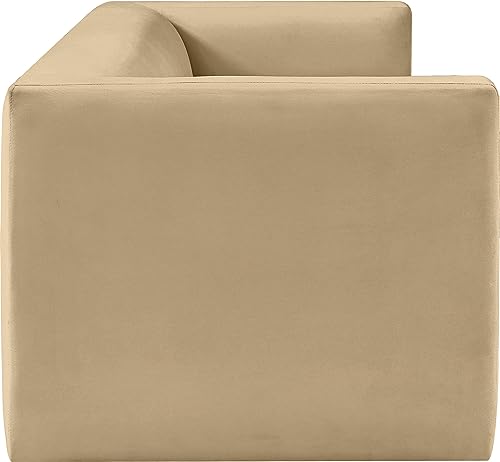 Meridian Furniture 665Camel-S Henson Collection Modern | Contemporary Velvet Upholstered Sofa with Soft Camel Velvet, Solid Wood Frame, 89.5" W x 34.5" D x 28" H, Camel