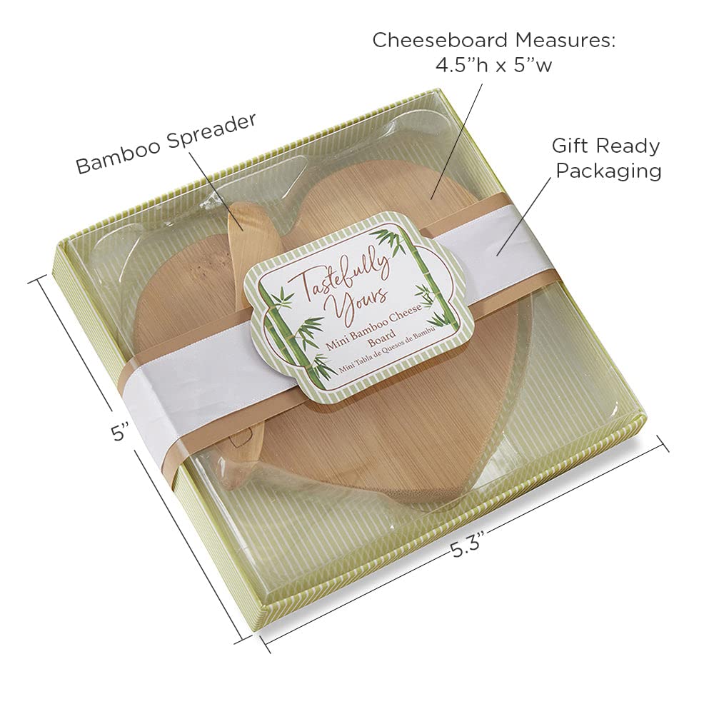 Kate Aspen 4PCS Tastefully Yours Heart Shaped Bamboo Cheese Board, Miniature Cutting Board, Favors Decorations Guest Gifts for Wedding, Bachelorette, Bridal Shower & More