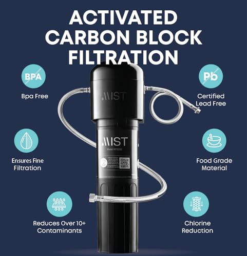 Mist Under Sink Water Filter, 20,000 Gallon, Reduces PFAS, PFOA/PFOS, Lead, Chlorine, Bad Taste & Odor, Under Counter Water Filter System, Direct Connect to Kitchen Faucet, NSF/ANSI 42 Certified