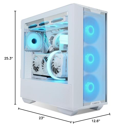 LIAN LI LANCOOL III E-ATX PC Case, Spacious RGB Gaming Computer Case with Hinged Tempered Glass Doors, Fine Mesh Panels, 4x140mm PWM Fans Pre-Installed High Airflow Chassis (White)