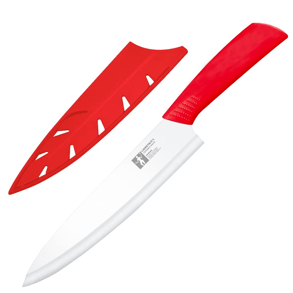 LIANGTAI Ceramic Knife 8 Inch Chef's Knife【Blade Thickness 2.0mm】 (Black Handle)
