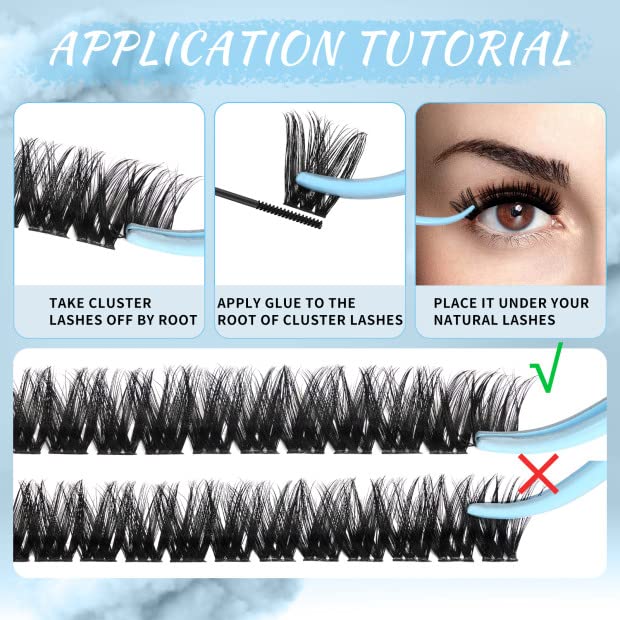 Lash Clusters 84 Pcs Cluster Lashes Eyelash Clusters Cirrus,D-8-16mix + Cluster Lash Glue and Eyelash Remover Kit for Lash Clusters 5ml Clear Lash Bond
