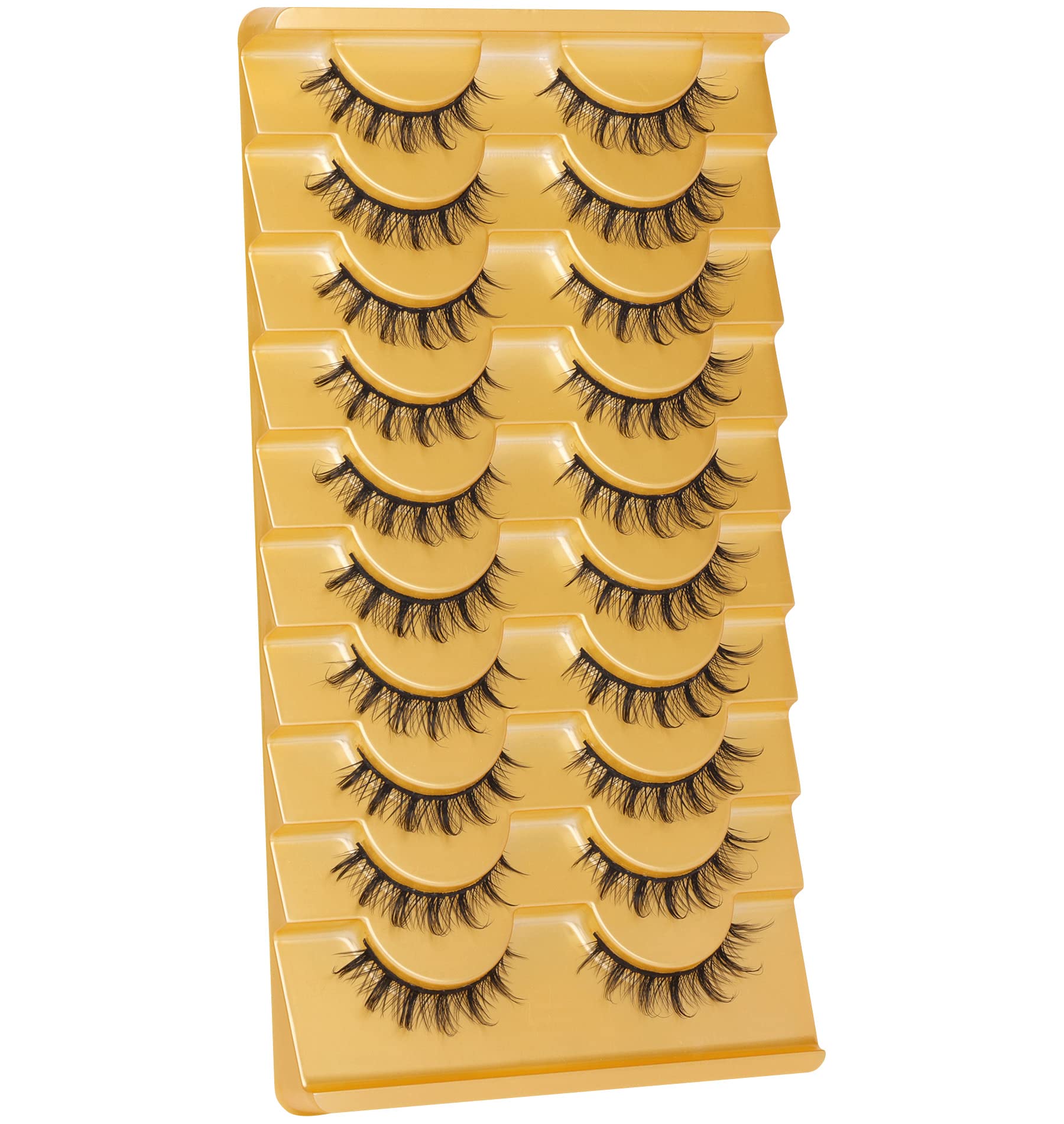 Manga Lashes Natural Look Wispy Fasle Eyelashes Anime D Curl Lashes that Look Like Extensions Spiky Natural Cosplay Russain Strip Lashes Soft Handmade Lashes Pack