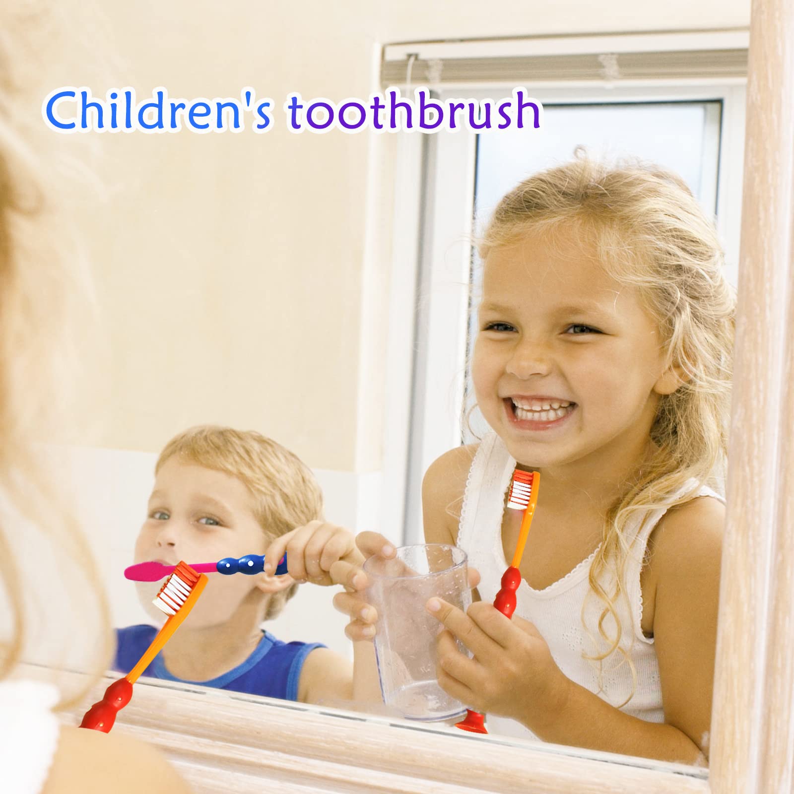Pasuwisma Kids Toothbrush 6 Pack ,Suction Cup for Fun Storage,Extra Soft Bristle Toothbrushes for Kids
