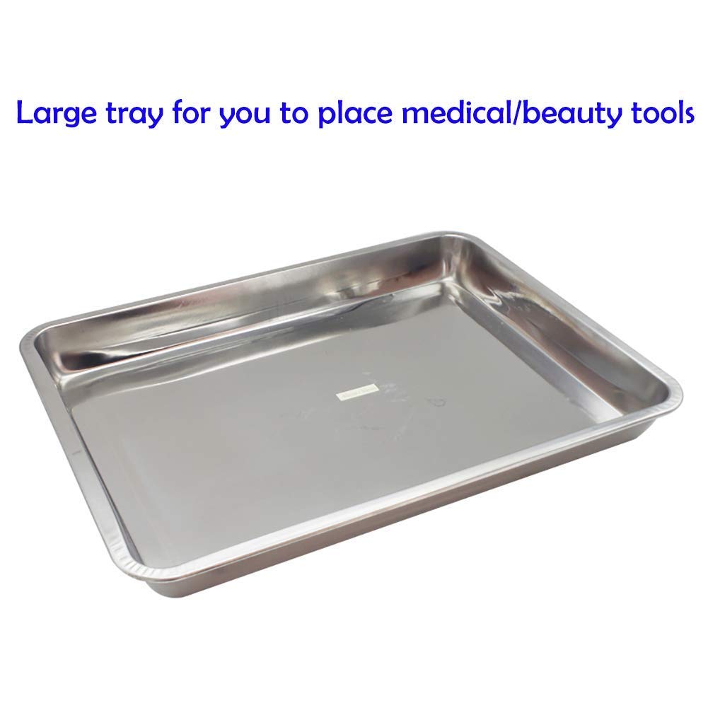 Medical Equipment Rolling Cart for Operating Room, Adjustable Height, Stainless Steel Surgical Tray Trolley with Universal Wheel, PIBM