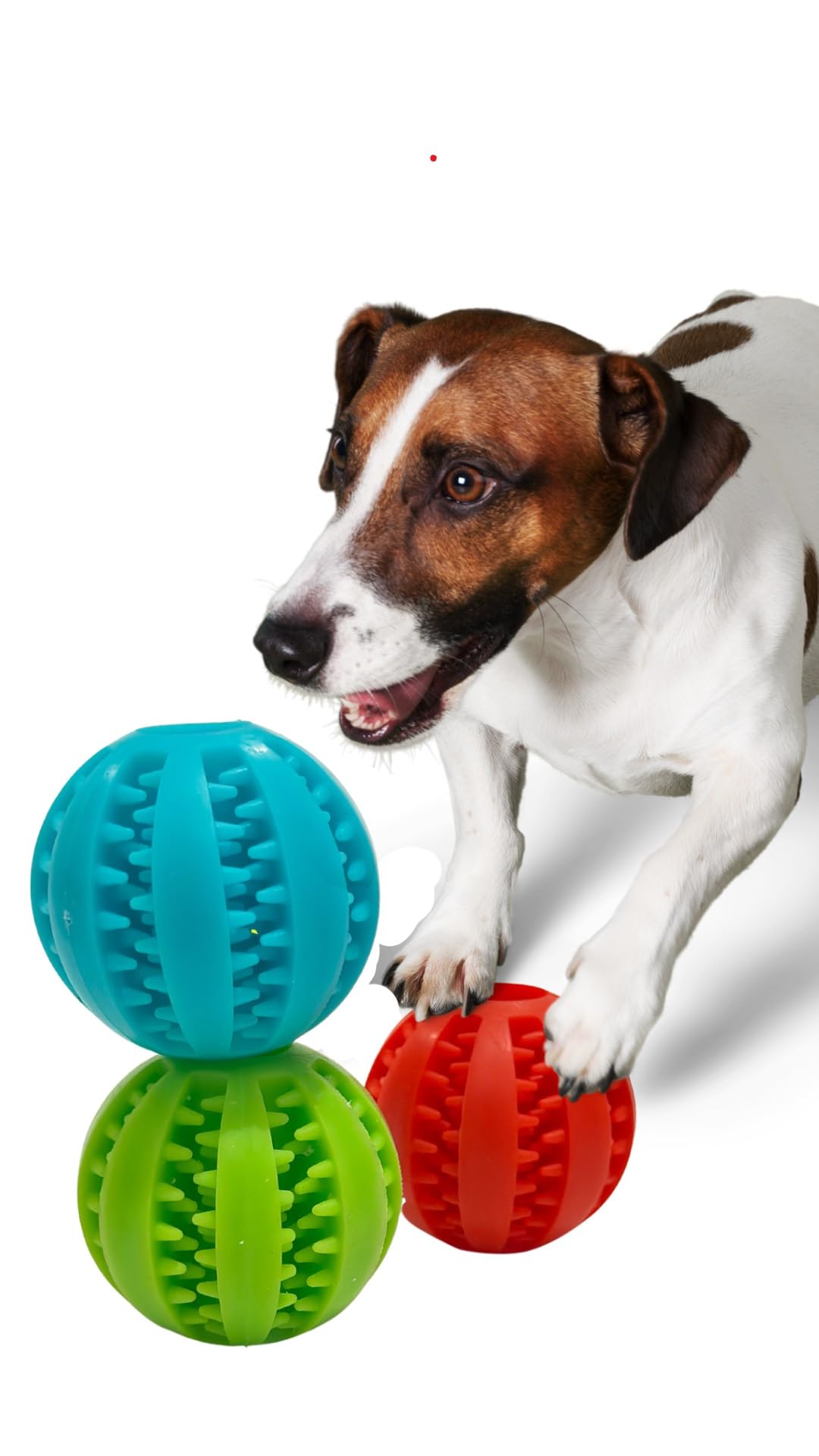 Small Dog Chew Toy, Dog Ball, Treat Dispenser, Interactive Toy, Puppy Trainer, Slow Feeding-3 Pack Great for Labrador Retriever and Mixed Breeds