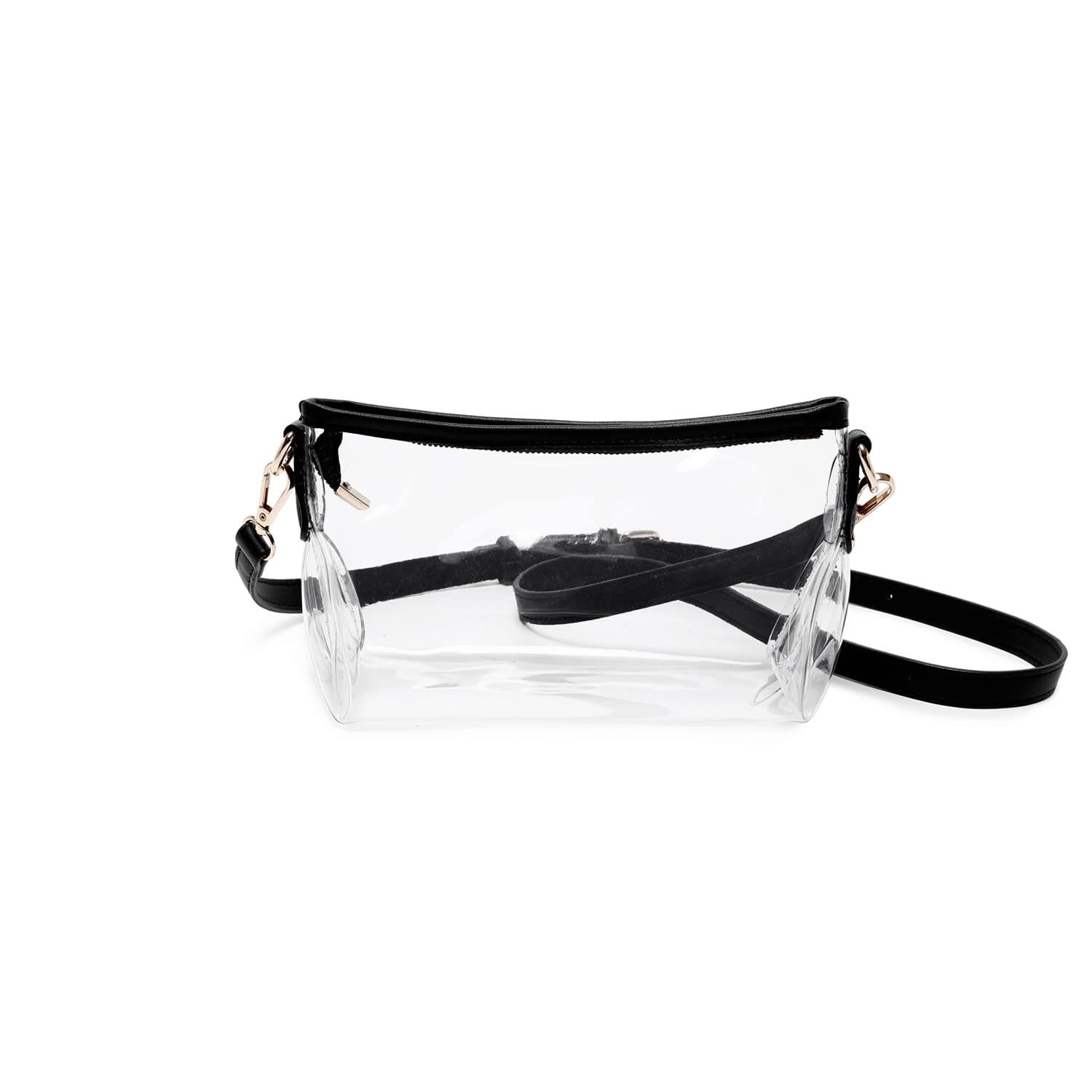 LAM GALLERY Women's Small Clear Crossbody Bag Stadium Approved PVC Clear Purse for Work and Concert - Black