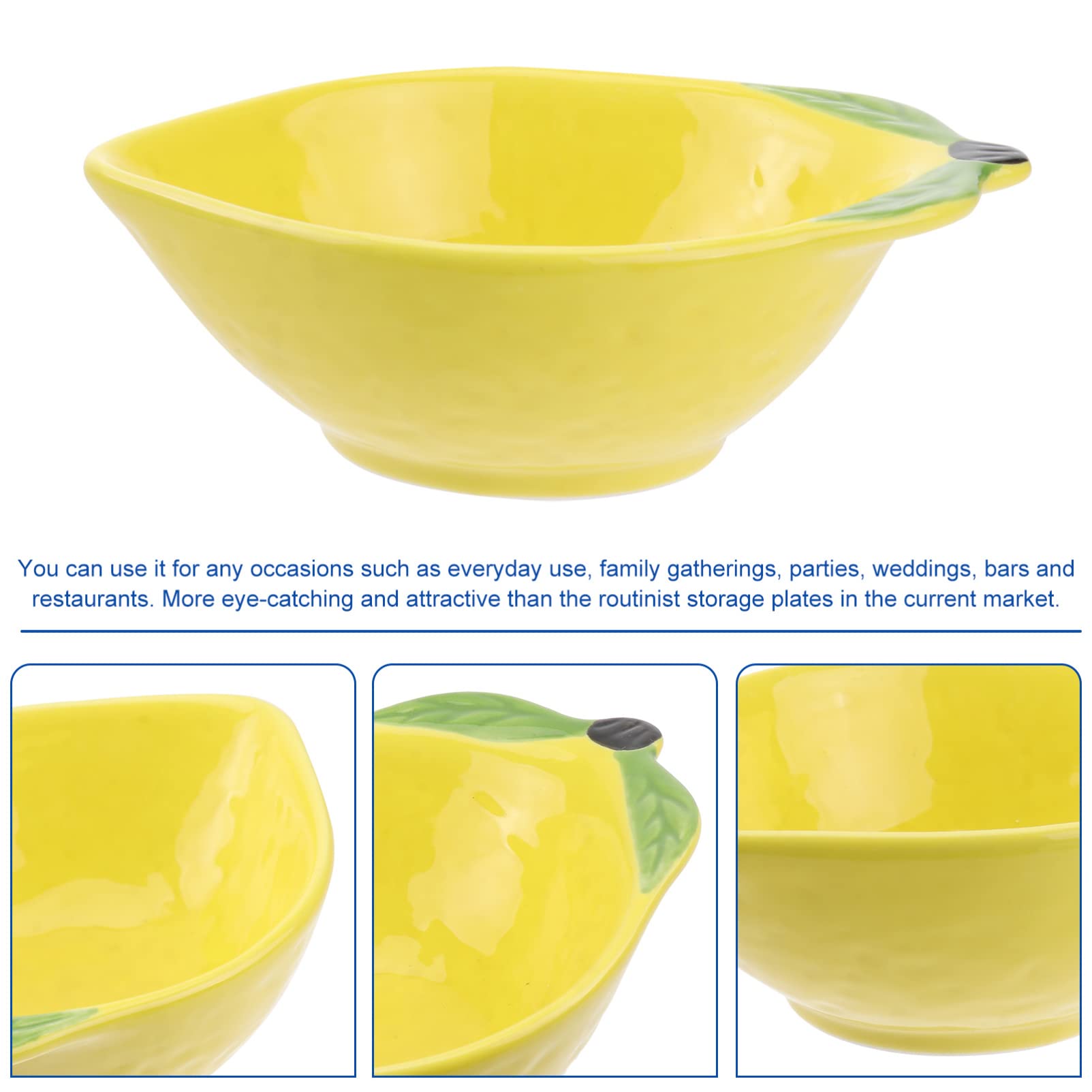 Kichvoe 4.7 * 3Inch Fruit Shaped Bowl Ceramic Lemon Shape Salad Bowl Decorative Snack Candy Nut Bowl Dessert Bowl Serving Plate for Home Kitchen
