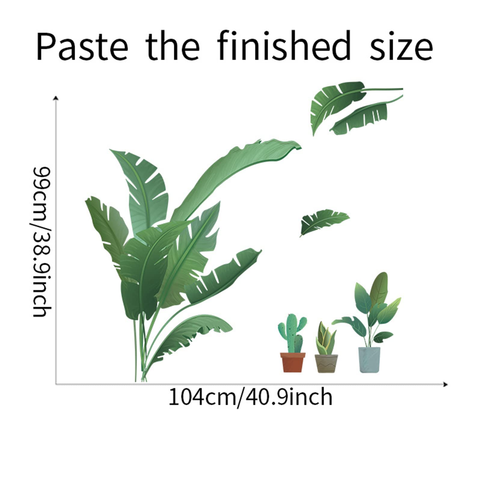Leaf Wall Decals Leaf Tropical Plants Wall Stickers for Living Room, Palm Leaf Wall Posters for Bedroom Nursery Office (green2)