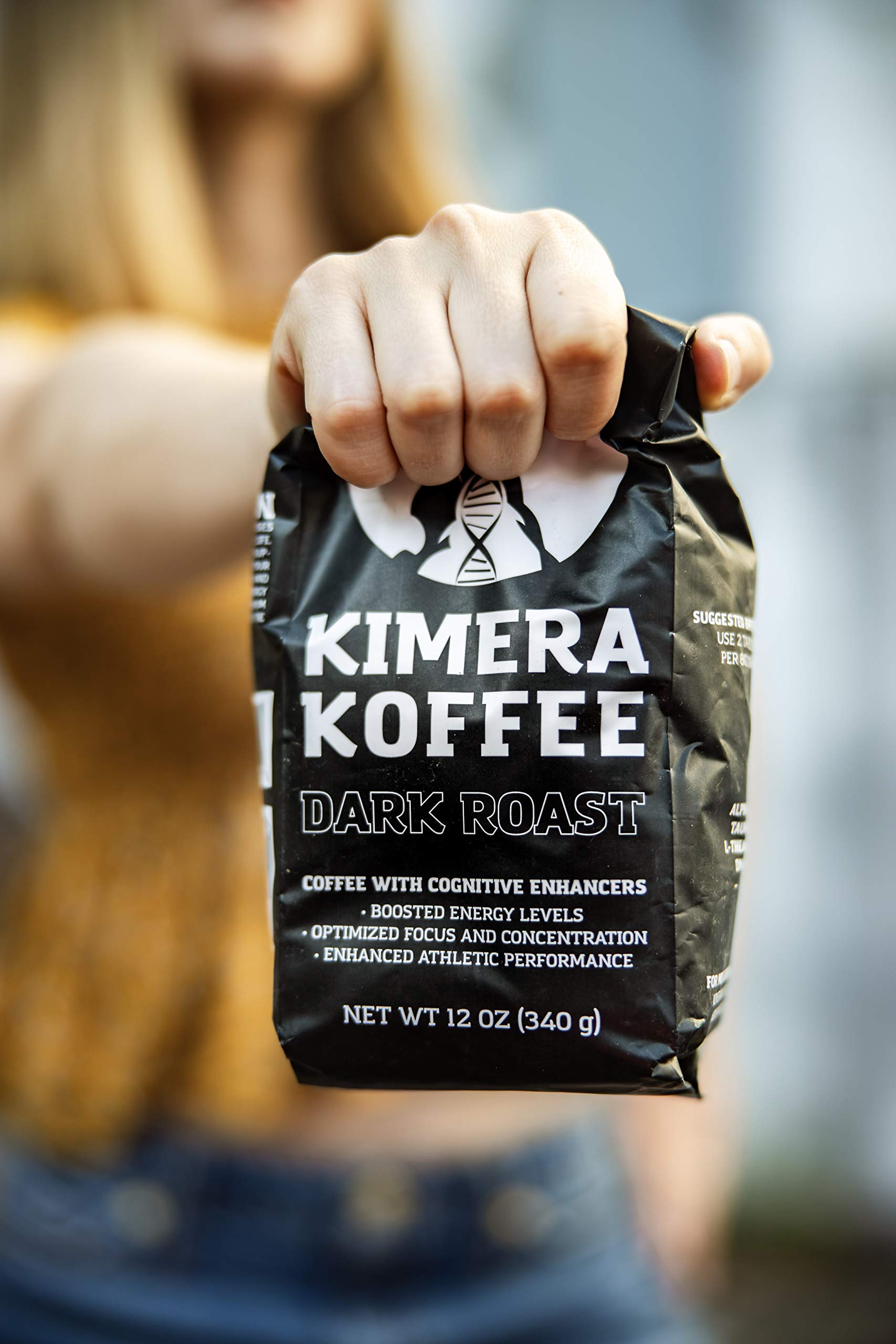 Kimera Koffee Dark Roast - Organic Ground Coffee Infused with Essential Brain Vitamins Ground (12oz)