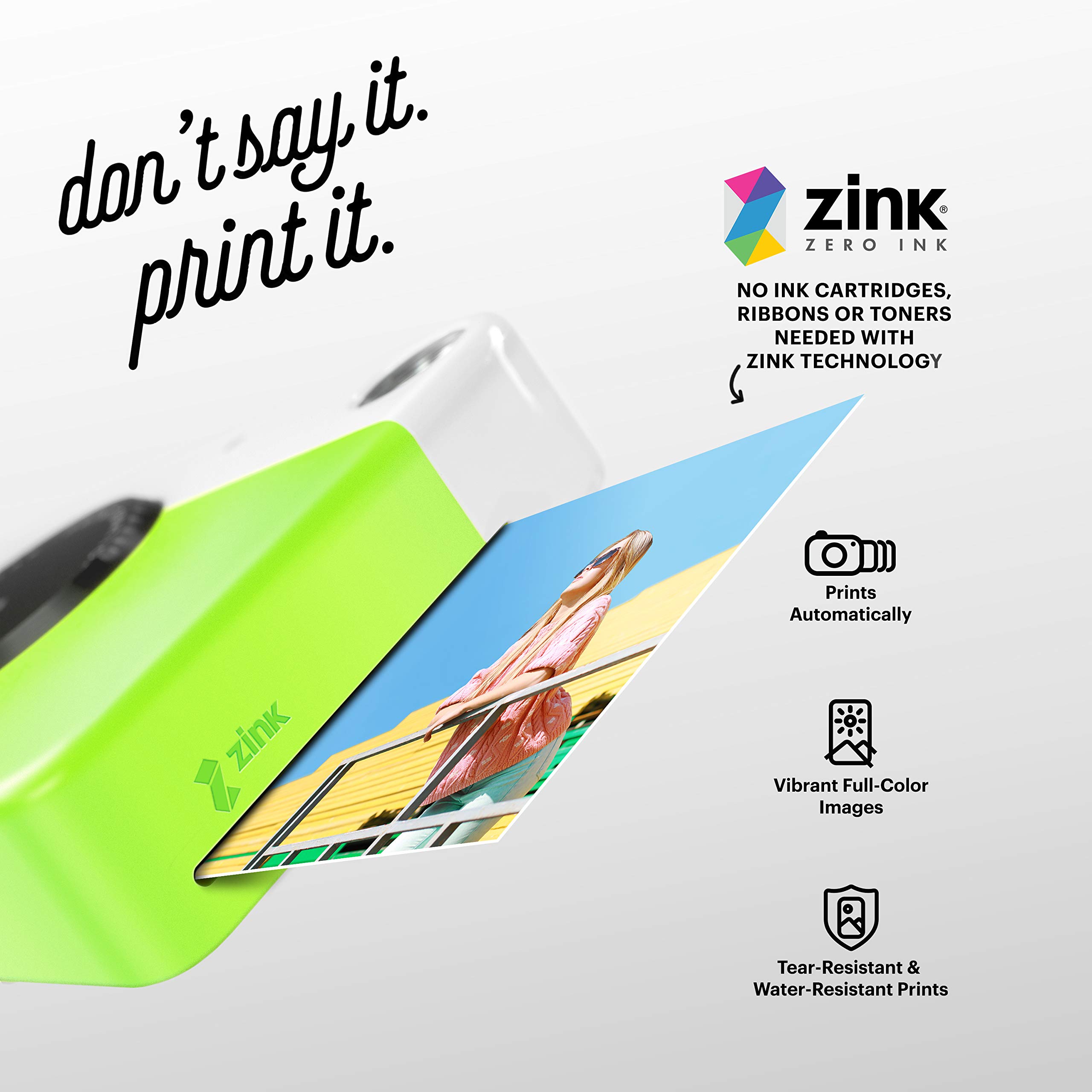 Kodak Printomatic Digital Instant Print Camera (Neon Green) with Kodak 2ʺx3ʺ Premium ZINK Photo Paper (50 Sheets)