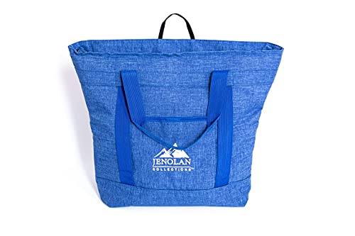 Large Collapsible Insulated Grocery Bag (2 Pack) Reusable Blue Cooler Bag for Frozen Foods and Groceries