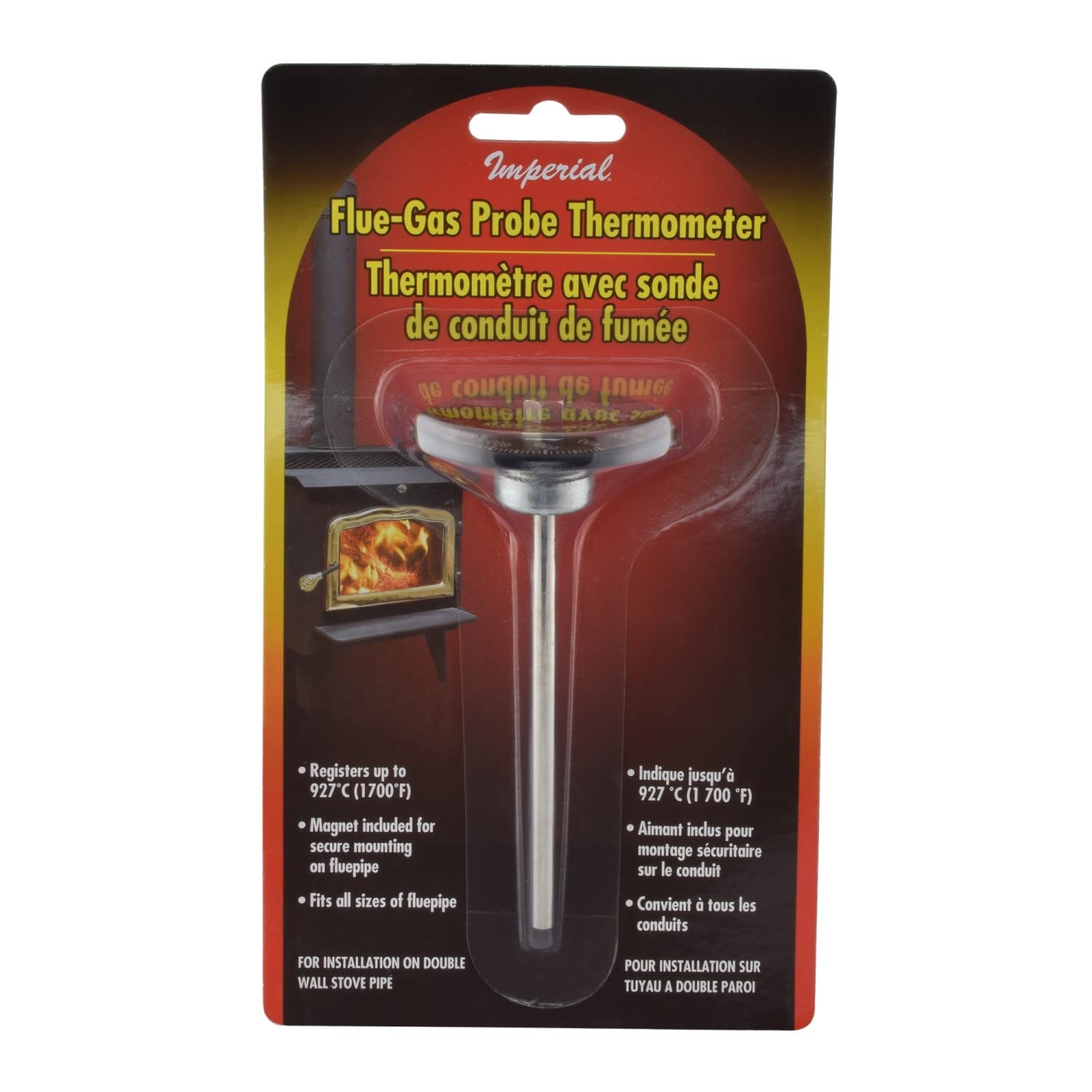 Imperial Flue-Gas Stove Pipe Probe Thermometer 1,700f w/ Magnetic Mount KK0166