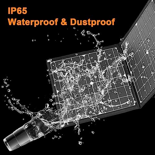 KAUWOX 60W Portable Solar Panel, 23% High Efficiency,USB QC 5V 3.0A&USB Type-C 5V 2.4A&DC 18V Power Output Interface ,IP65 Water & Dustproof Design for Phones, Tablets, Digital Cameras,Camping