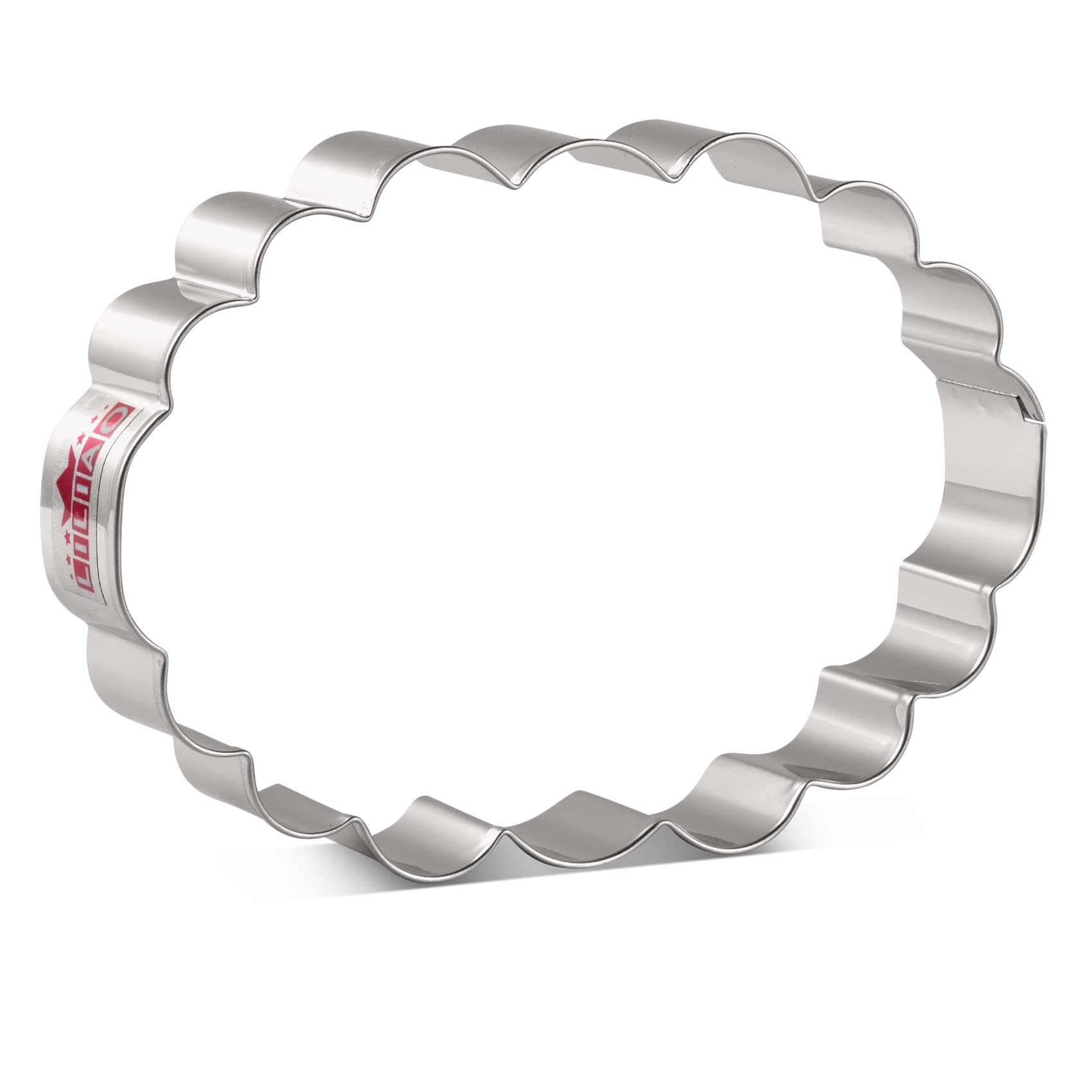 LILIAO Scalloped Edge Plaque Cookie Cutter Frame Sandwich Fondant Biscuit Cutter - 4.8 x 2.9 inches - Stainless Steel - by Janka