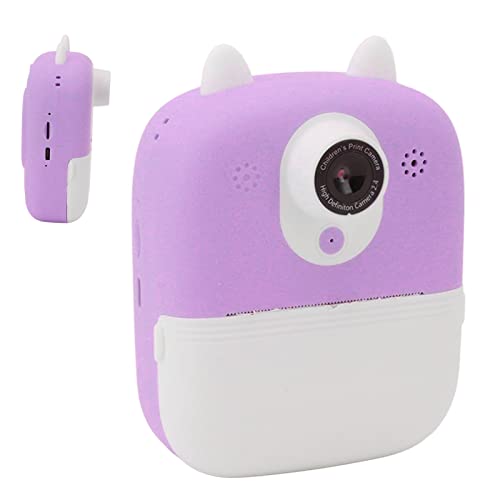 jerss Childrens Digital Camera 6 Filter Effects Face Recognition Auto Print Digital Camera 1080P ABS Home Silicone for Children (Purple)