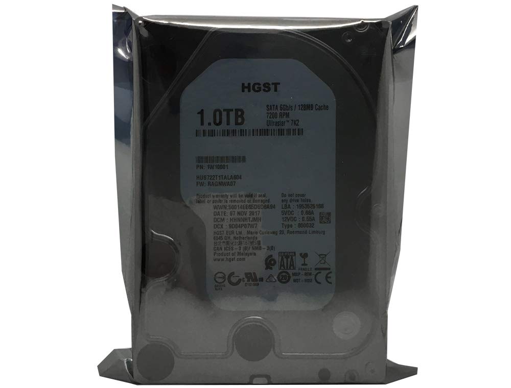 HGST Ultrastar 7K2 (1W10001) HUS722T1TALA604 1TB 128MB Cache 7200RPM SATA 6Gbps 3.5in Datacenter Hard Drive (Renewed)