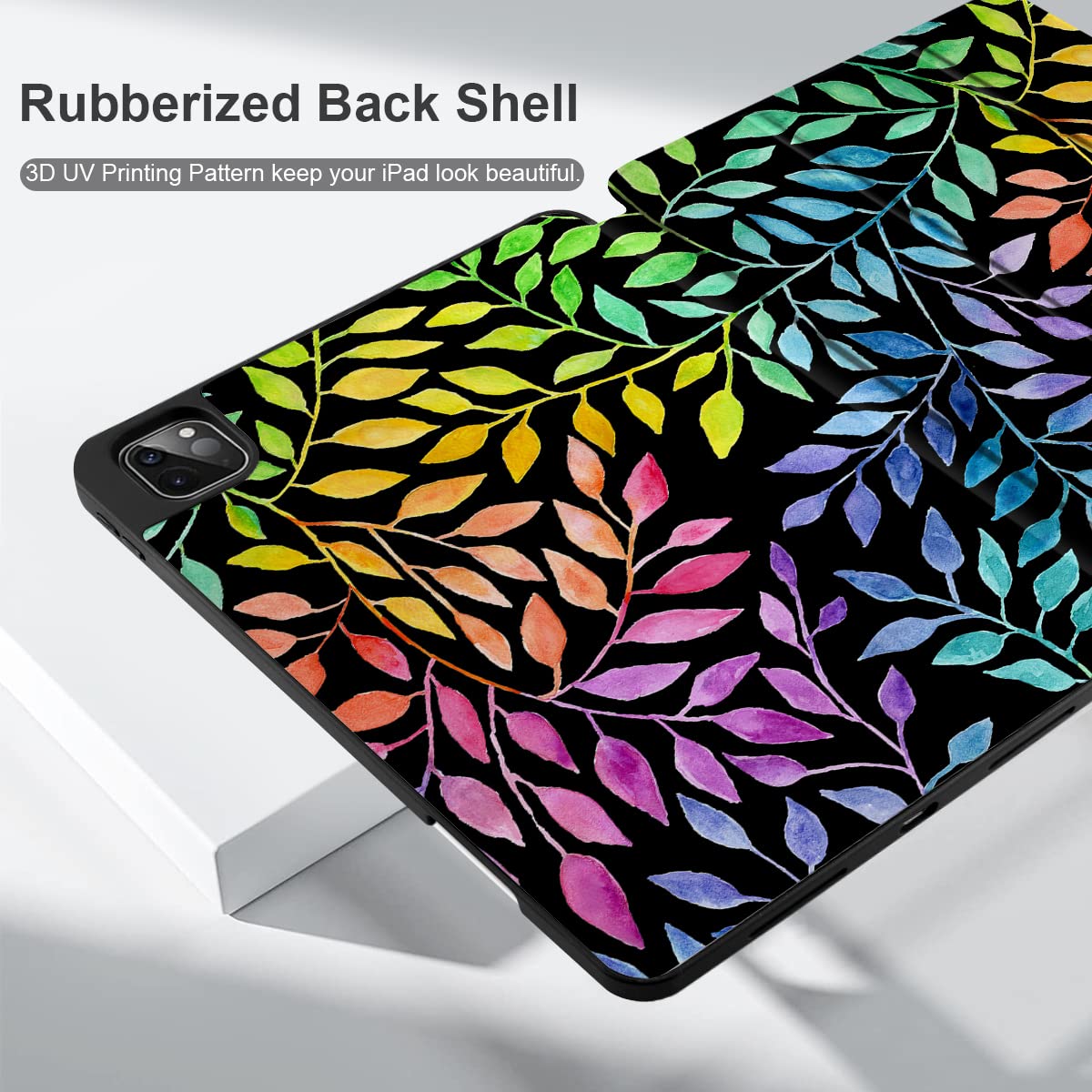 MEEgoodo Case for M2 iPad Air 13 inch Cover 2024/iPad Pro 12.9 Case M2 6th/5th/4th/3rd Generation 2022 2021 2020 2018, Protective Tablet Cases with Soft Back Shell for Kids,Watercolor Leaf
