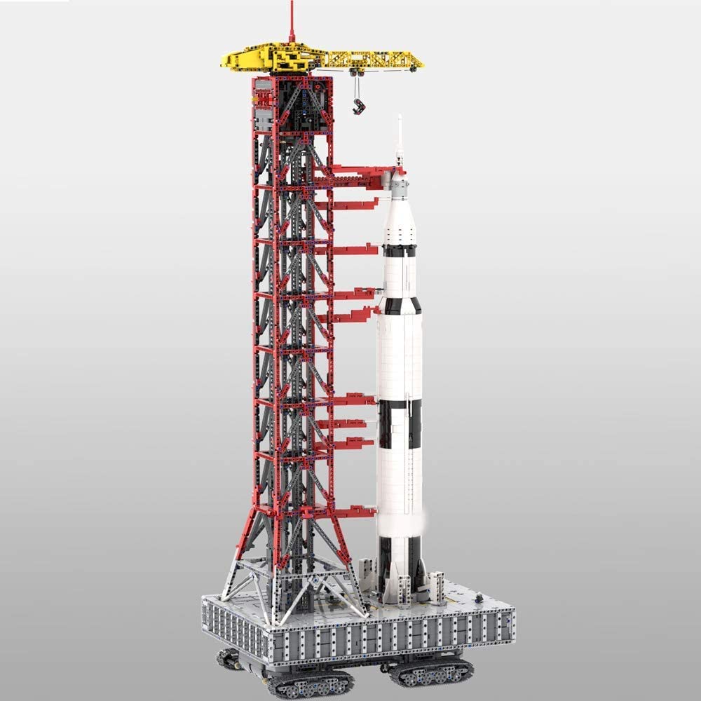 Launch Tower Compatible with Lego Ideas NASA Apollo Saturn V 92176/ 21309 Outer Space Model Rocket Building Kit; Mk I Launch Tower Large Base Building Toy for Kids and Adults; 7704 PCS with PF Motors