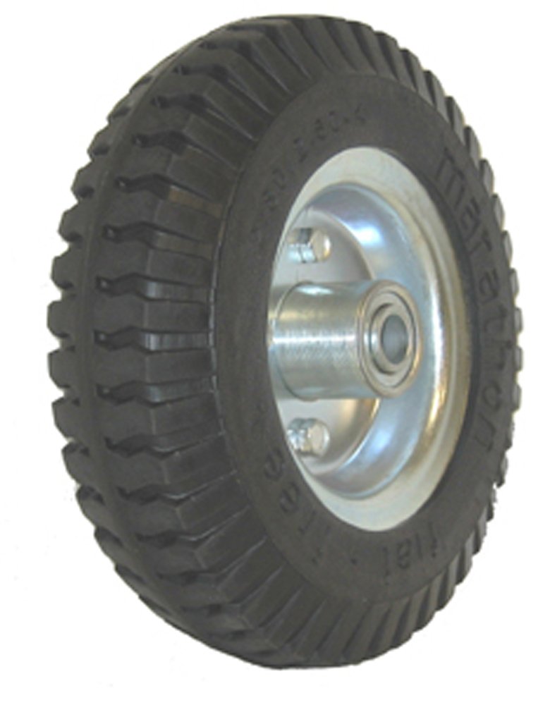 Marathon 2.80/2.50-4" Narrow Width Flat Free Hand Truck / Utility Cart Tire on Wheel, 3"Centered Hub, 1/2" Bearings
