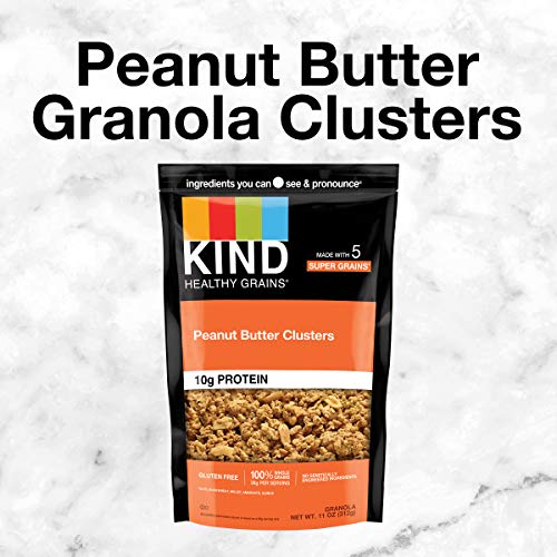 KIND Healthy Grains Granola, Peanut Butter Clusters, 11 Ounce, 10g Protein, Whole Grain, Snack Mix