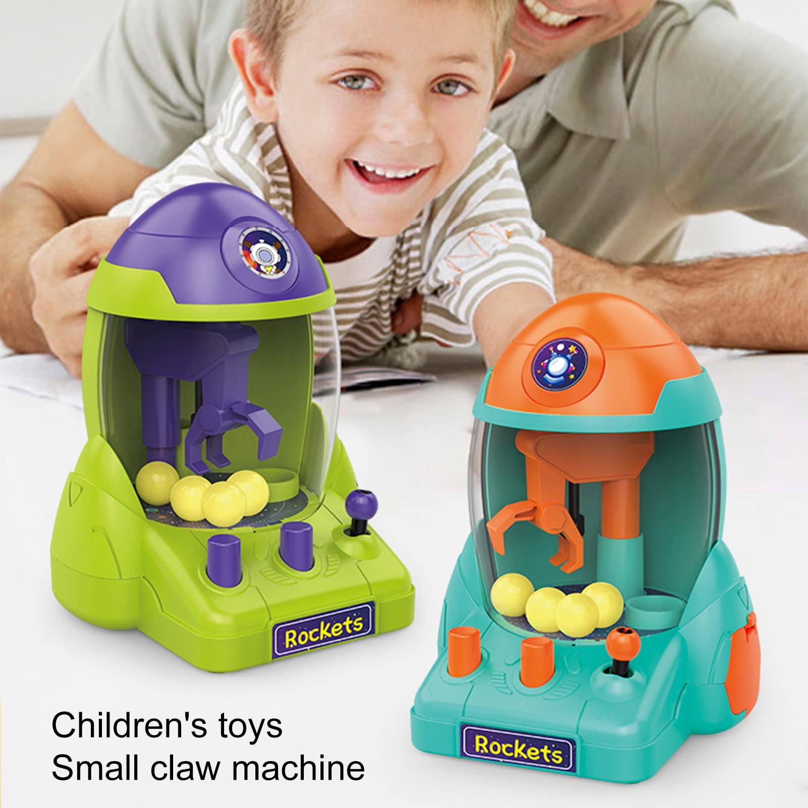 Mini Claw Machine Toy That Actually Works, Balls Prizes Space Rocket Miniature Arcade Game Fidget Sensory Toy Blue 1 Pack