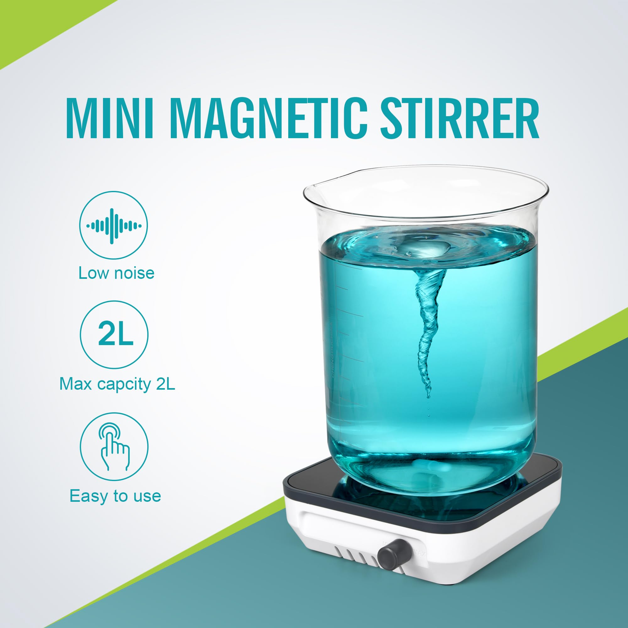 LICHEN Mini Magnetic Stirrer Hot Plate 300-1500rpm, Max Solution Heating 45℃(113℉), 110V Magnetic Hotplate Mixer with Stir Bar