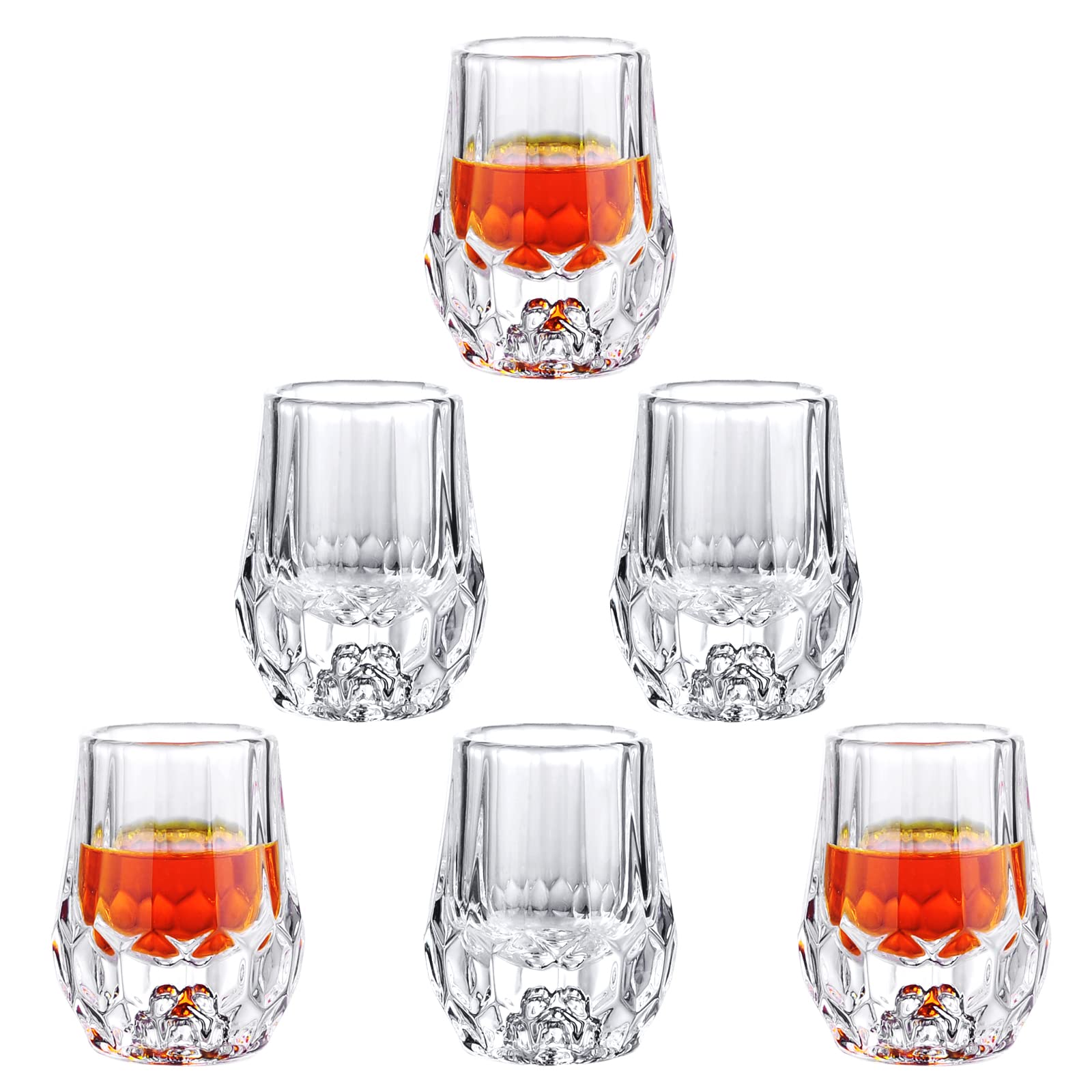 Jaepsing Shot Glasses, 0.5oz Heavy Base Shot Glass Set of 6/Cute Shot Glasses/Clear Shot Glasses/Cordial Glasses/Sherry Glasses/Perfect for Spirits