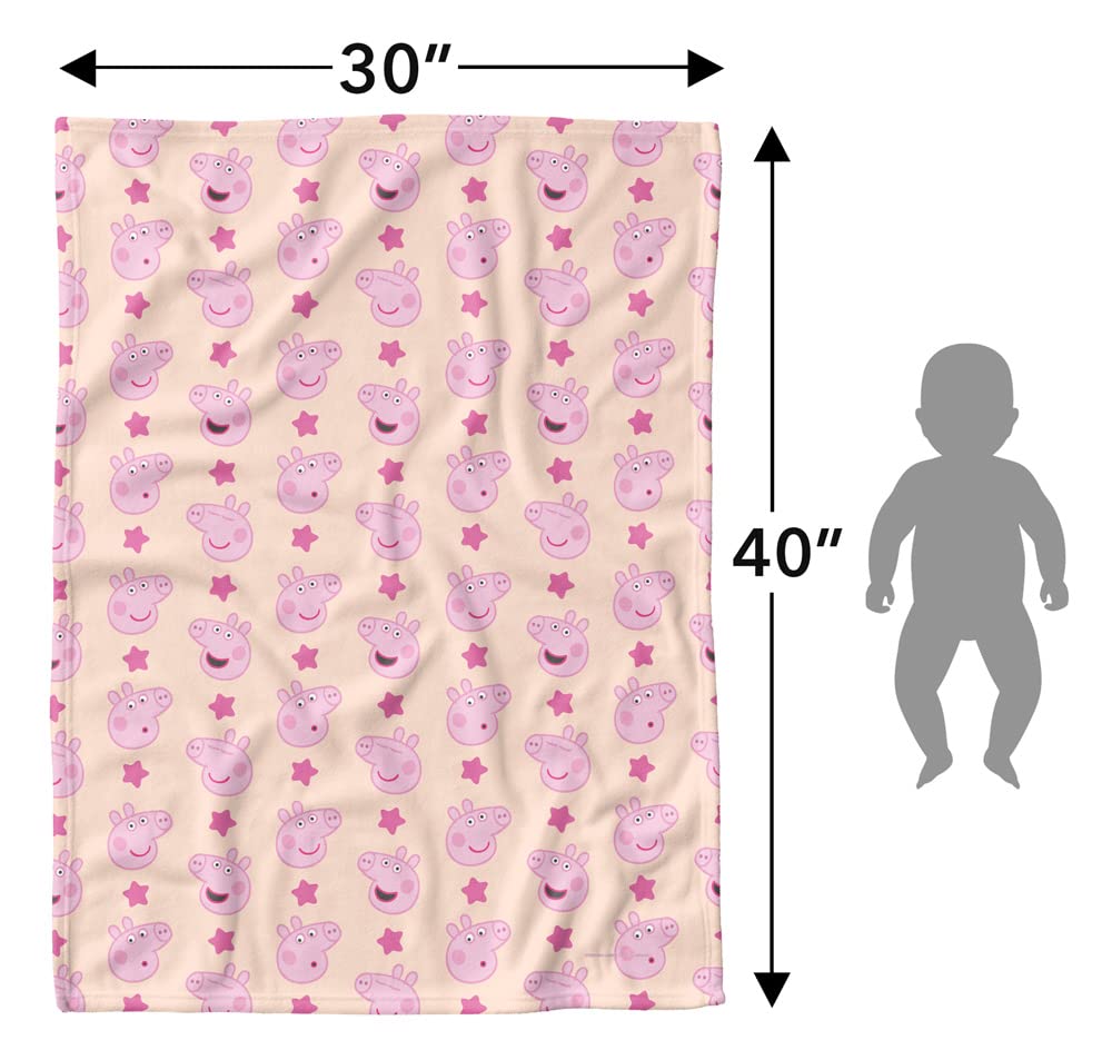 LOGOVISION Peppa Pig Lightweight Baby Blanket, 30"X40", Peppa Face Pattern Unisex for Infants Girls & Boys