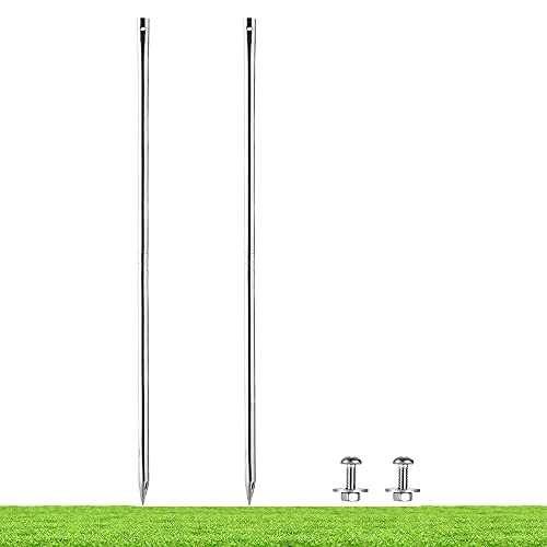 Kichwit 27.6â/2.3ft Metal Stakes for Yard Signs, Stainless Steel, Hardware Included