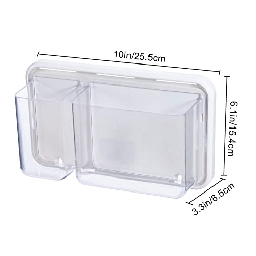 Magnetic Organizer, Yeeco Clear 3.3”×10”×6.1” 4 Compartments Plastic Magnetic and Adhesive Organizer Box Basket Magnetic Storage Organizer Tray for Refrigerator, Fridge,office,classroom