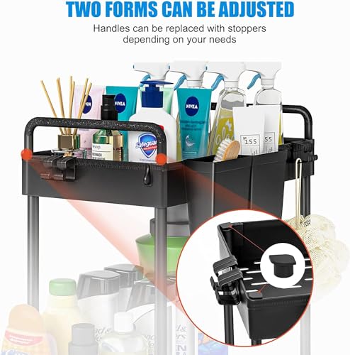 Panta Under Sink Organizer 2 Pack, 2-Tier Sliding Cabinet Organizers and Storage with Hooks, Large Capacity Pull-out Under Sink Shelf, Multi-Use Under Sink Storage for Bathroom and Kitchen