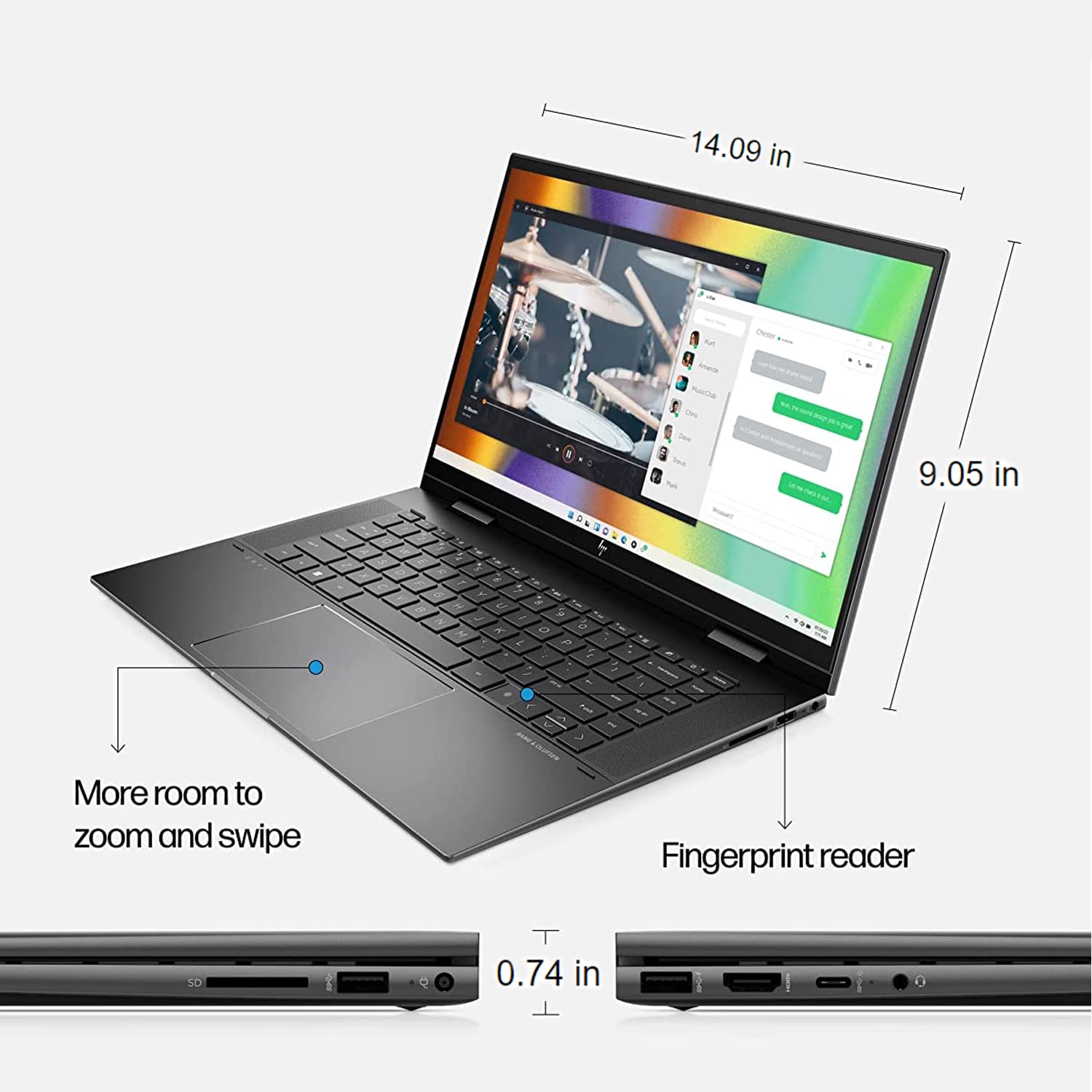 HP Envy X360 2-in-1 Laptop, 15.6" IPS Touchscreen, AMD Ryzen 7 5825U Processor, Backlit Keyboard, Fingerprint Reader, Wi-Fi 6, Audio by Bang & Olufsen, Windows 11 (32GB RAM | 2TB PCIe SSD)
