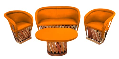 Living Room Furniture Equipal Handmade By Equipales San Jose Orange Color Mexican Traditional Style Ideal for your home, house, garden, office, restaurant, hotel, bar, beach, living room, bedroom