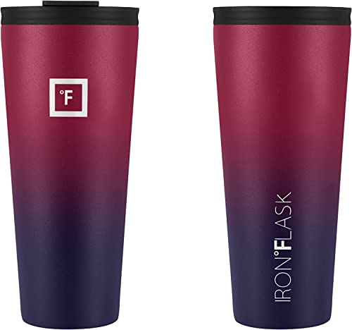 IRON °FLASK Classic Tumbler 2.0-2 Lids (Straw/Flip), Vacuum Insulated Stainless Steel Water Bottle, Double Walled, Drinking cup, Thermo Travel Mug - Dark Rainbow, 32 Oz