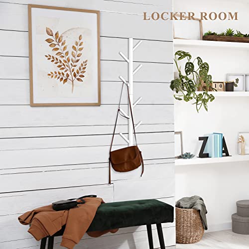 Liywall - 4 Hooks Hanging Pegs Modern Wall Mounted Coat and Hat Rack,Wood Hook Wall Decor Hanger for Bedroom and Bathroom,Heavy Duty Easy Assembly - 3 Pack White