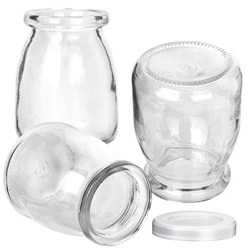 KAMOTA Glass Jars, 40 PACK 4 oz Clear Yogurt Jars With PE Lids, Glass Pudding Jars Yogurt Jars Ideal for Jam, Honey, Wedding Favors, Shower Favors (150ml)