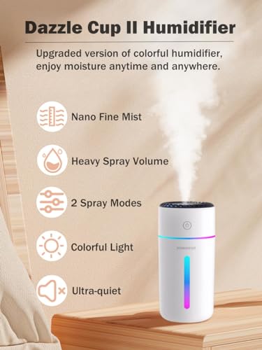 Mini Humidifier, Small Personal USB Cool Mist Humidifiers Ultra-Quiet Air Humidifier for Bedroom Home Office Desktop (XRH019-Black)