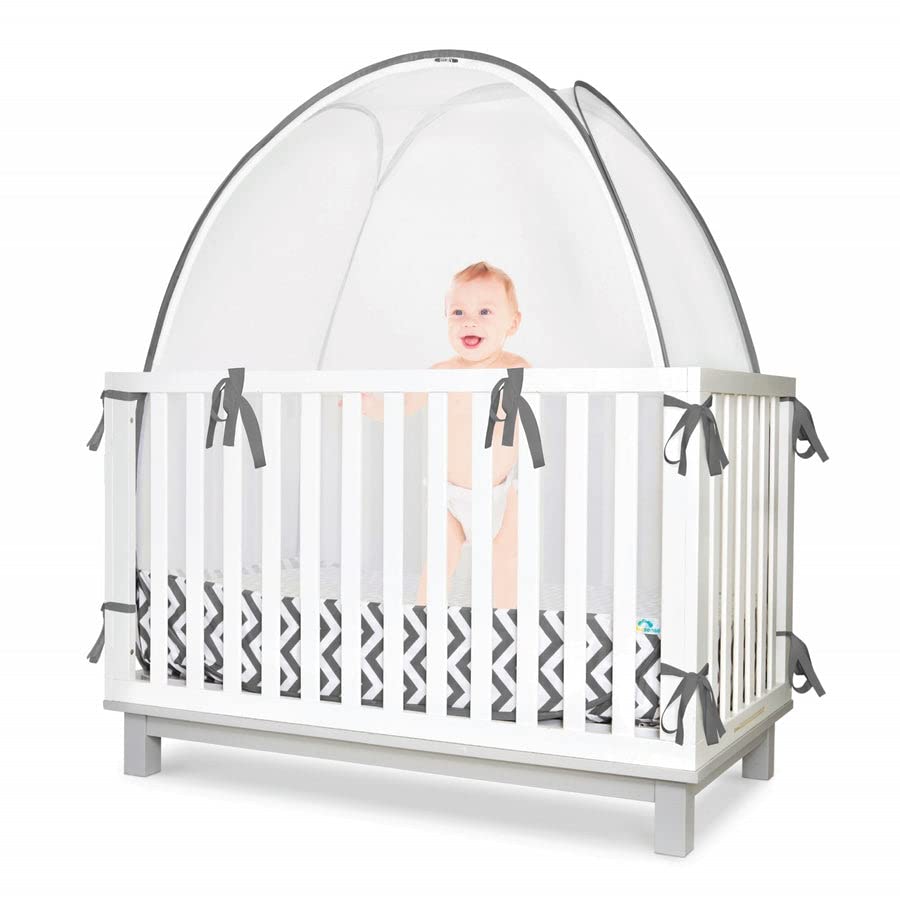 KinderSense® - Premium Baby Safety Crib Tent - Toddler Crib Topper to Keep Baby from Climbing Out - See Through Mesh Crib Net - Mosquito Net - Pop-Up Crib Tent Canopy to Keep Infant in
