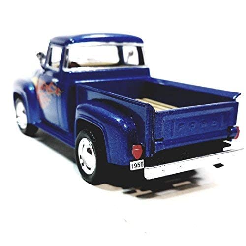 Kinsmart Ford F-100 1956 Navy Blue with Flames Pickup Truck 1/38 Scale Diecast Car
