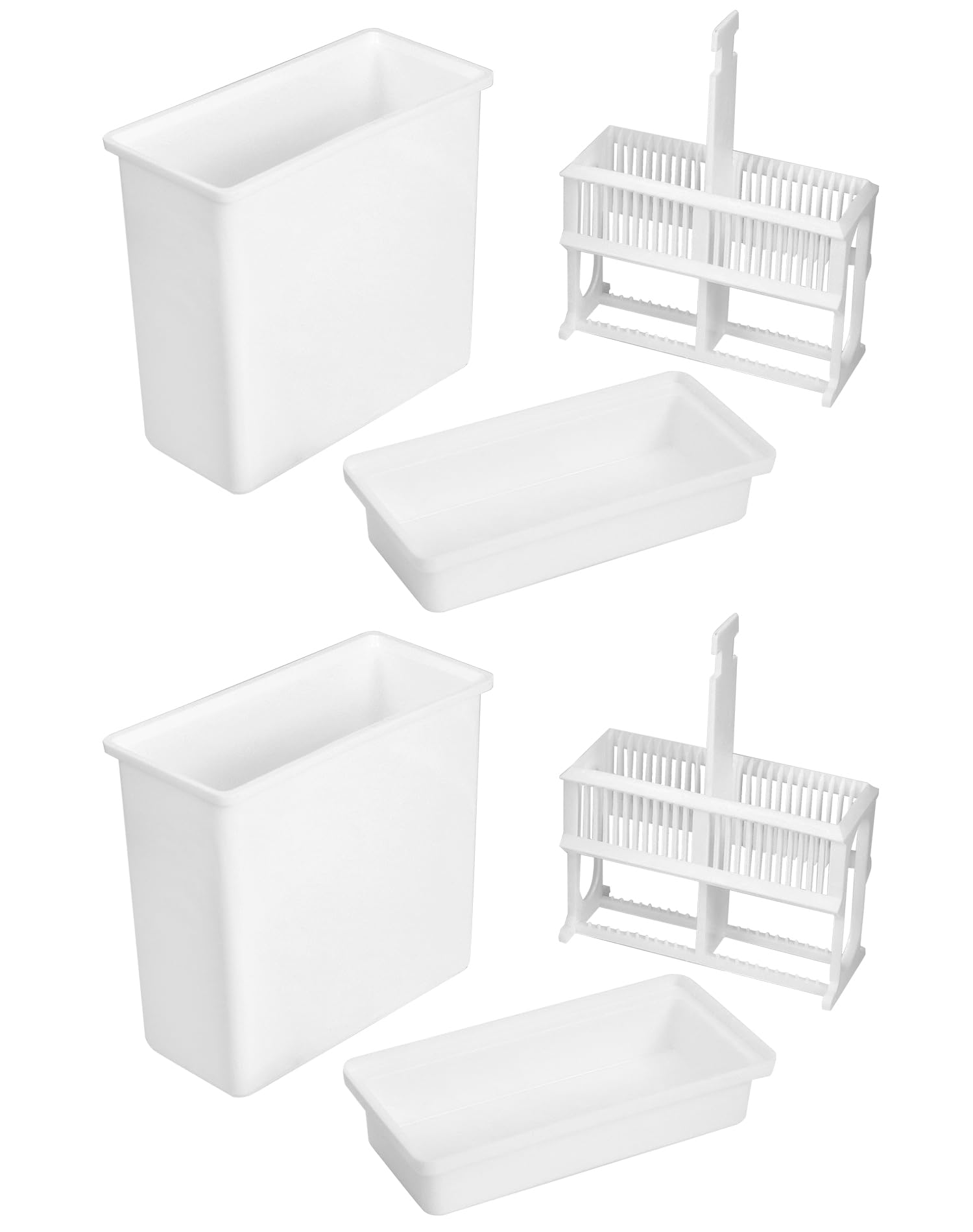 QWORK Microscope Slides Staining Jar and Rack, 4 Pcs 24-Slots, White