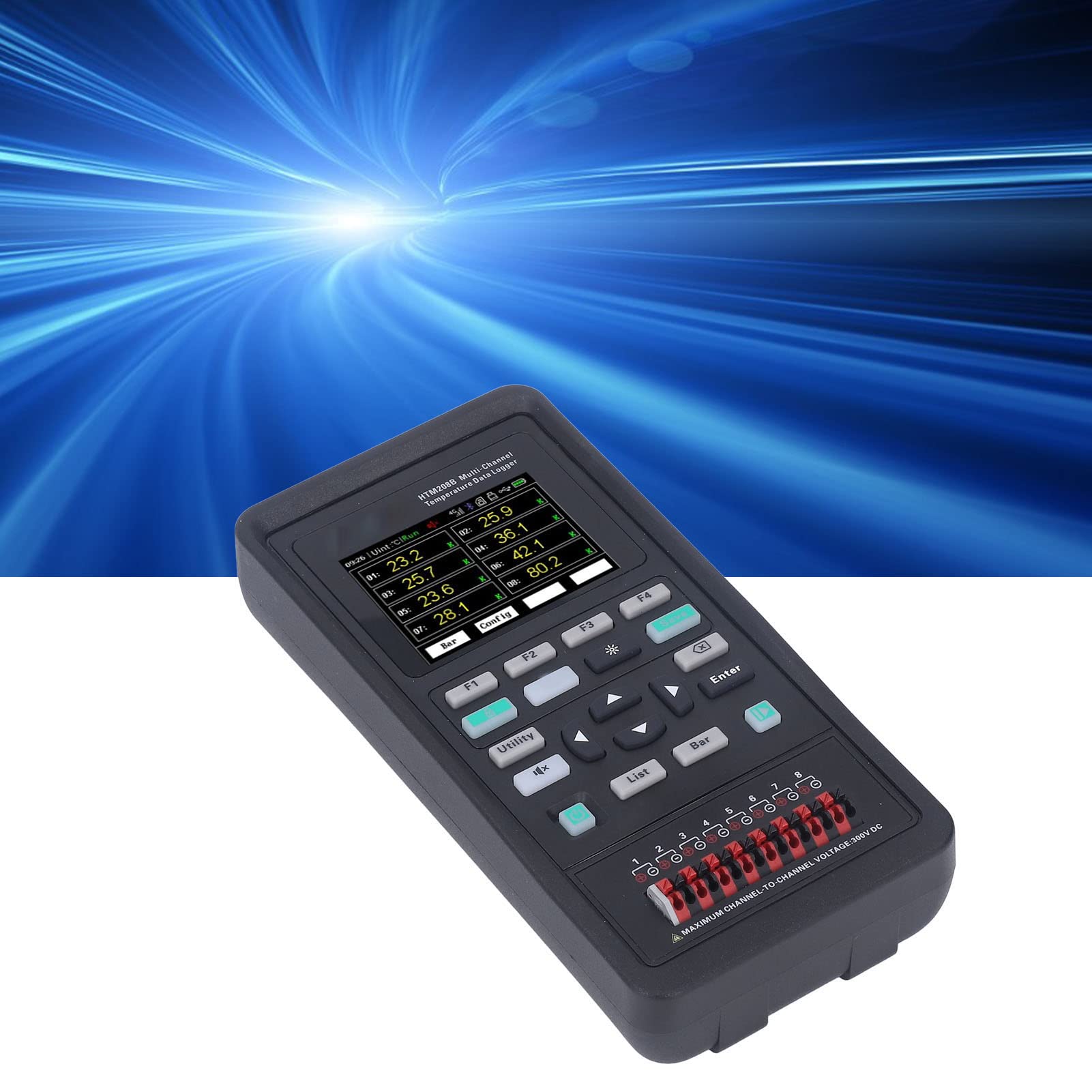 MultiChannel Temperature Tester, TypeC Communication High HD TFT Display Temperature Data Logger for Electronic Testing US Plug