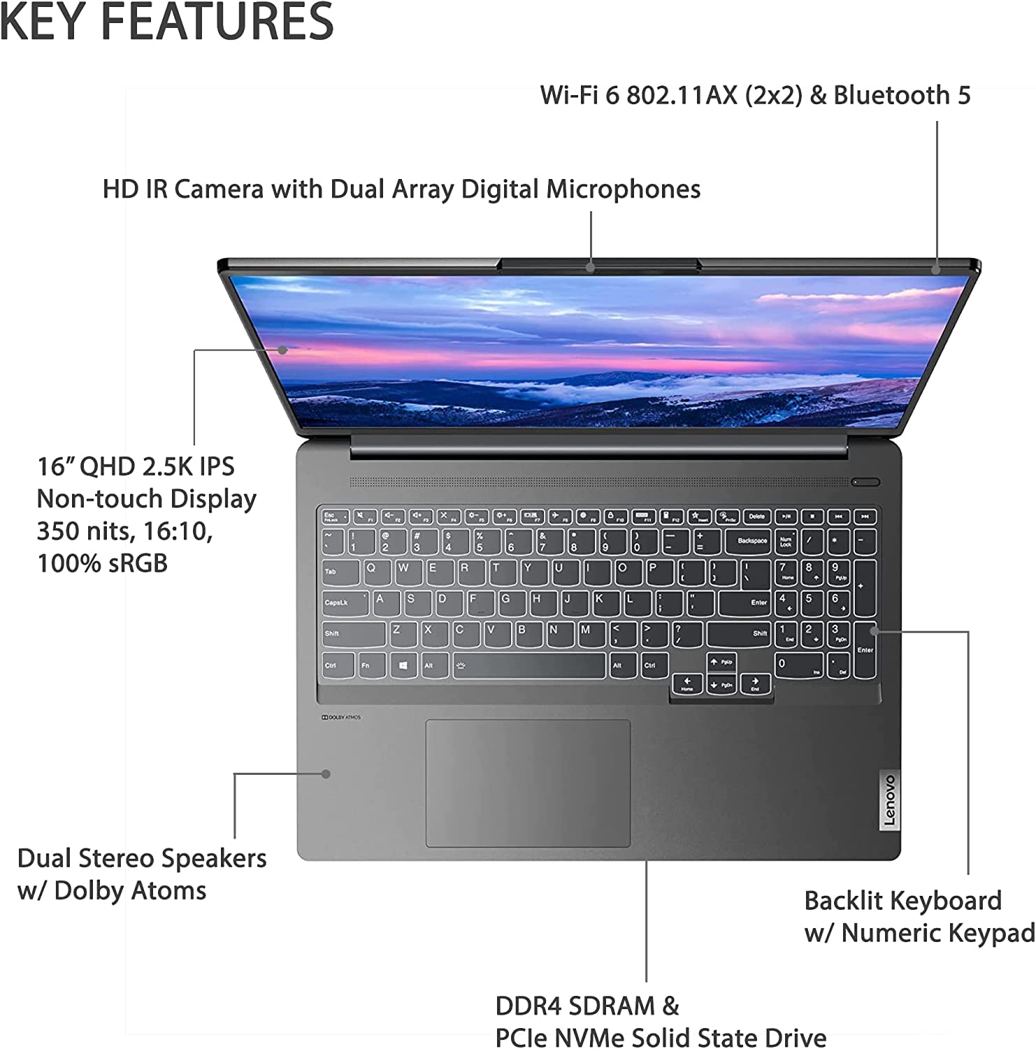 Lenovo Ideapad 5i Pro 16 inch Laptop, 2.5K QHD(2560 x 1440) IPS Display, 11th Gen Intel Core i5-11300H(Beats i7-10710U),8GB RAM, 512GB SSD, NVIDIA GeForce MX450, Backlit KB, IR Camera, Windows 11 Home