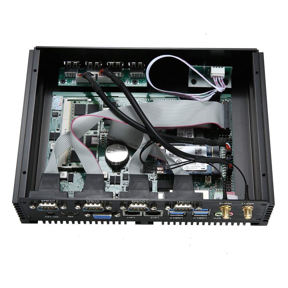 KINGDEL W-11 Pro Industrial PC, Fanless Mini Desktop Computer with Intel Celeron Dual Core CPU, 8GB RAM, 128GB SSD, 2xNICs, 4xCOM RS232, HD Port, Full Metal Body