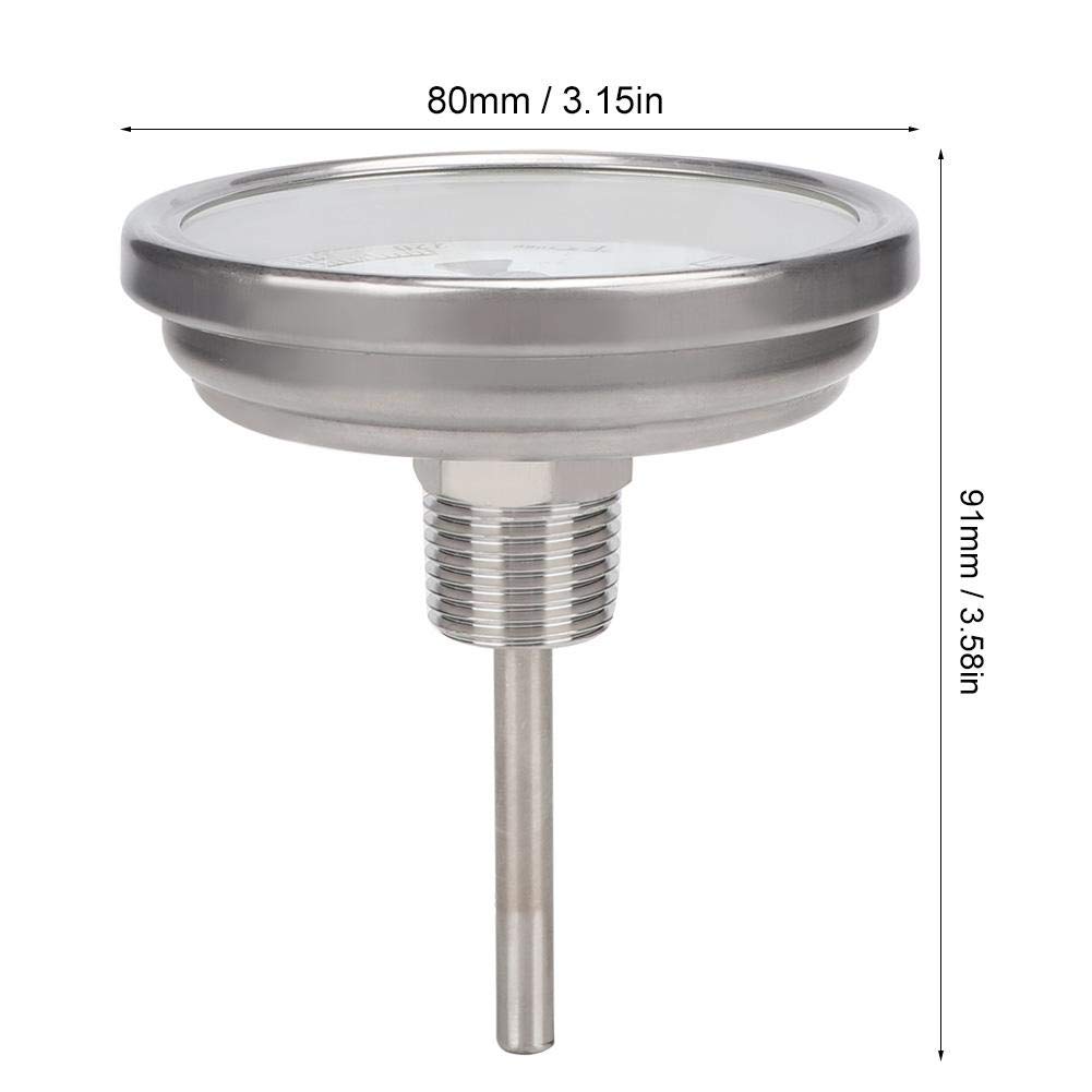 Jeffergarden Thermometer 1/2" NPT Stainless Steel Pot Thermometer Metal Dial Thermometer Kitchen Tool Accessory for Beer