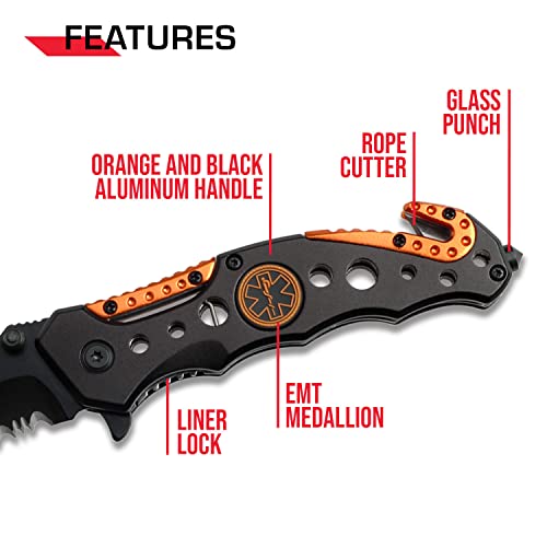 NDZ Performance TAC-Force Spring Assisted Opening EMT EMS Orange Rescue Folding Pocket Knife New