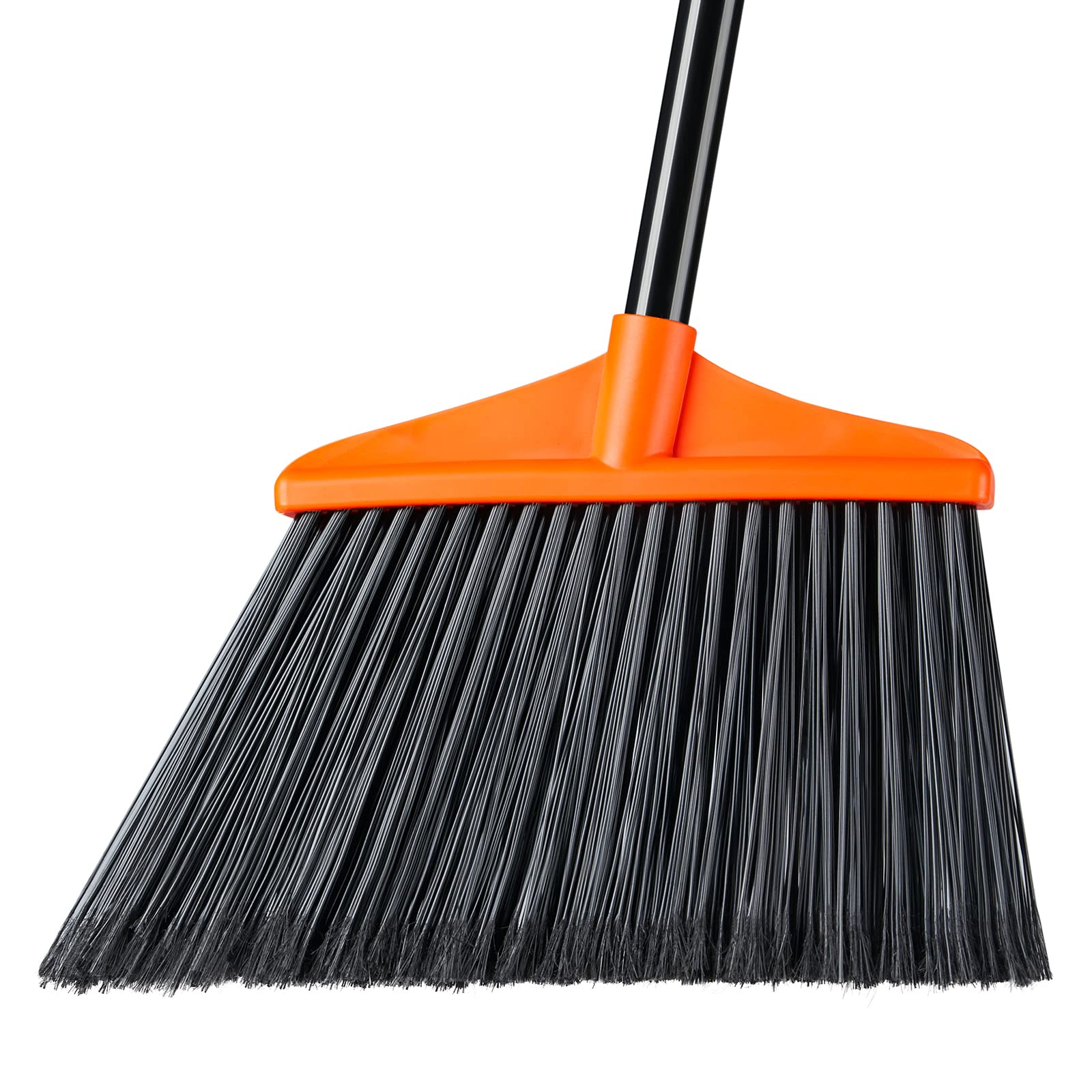 Lifewit Outdoor Broom, Heavy Duty Broom with 53" Extendable Long Handle, Household Angle Brooms for Indoor, Patio, Garage, Deck, Lobby, Courtyard Sweeping, Orange