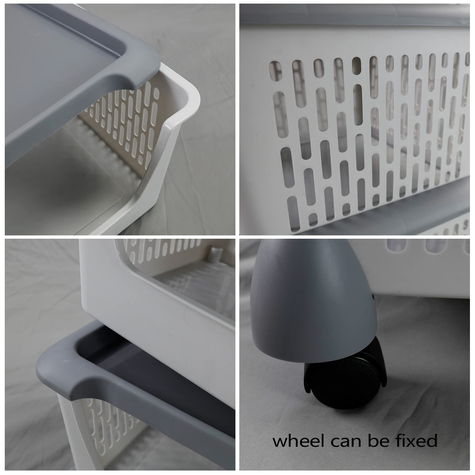 Jandson Grey Plastic Stacking Baskets, Large Stackable Storage Bins, 5 Packs